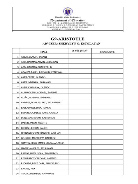 Js Attendance Pdf