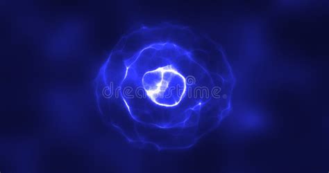 Abstract Blue Energy Round Sphere Glowing With Particle Waves Hi Tech Digital Magic Abstract