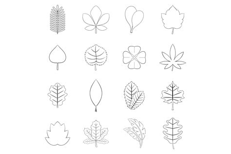 Different Leafs Icon Set Outline Graphic By Ylivdesign Creative Fabrica
