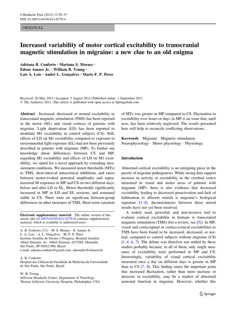 Pdf Increased Variability Of Motor Cortical Excitability To Transcranial Magnetic Stimulation