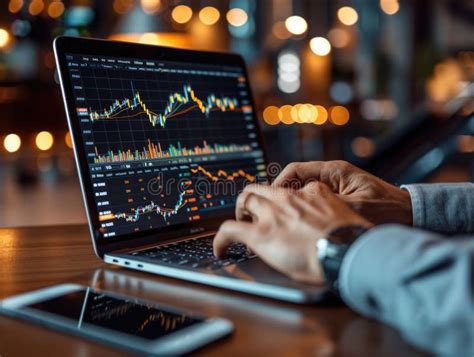 Man Analyzing Data On Laptop Screen Generative AI Stock Photo Image Of Development Corporate