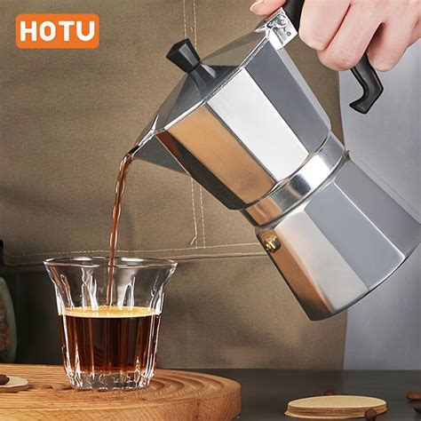 Temu｜호투 스테인리스 스틸 팔각형 모카 포트 내구성 있는 스토브탑 에스프레소 메이커 가정 사무실 및 야외 사용에 이상적 휴일 및 특별한 날을 위한 완벽한 선물 에스프레소