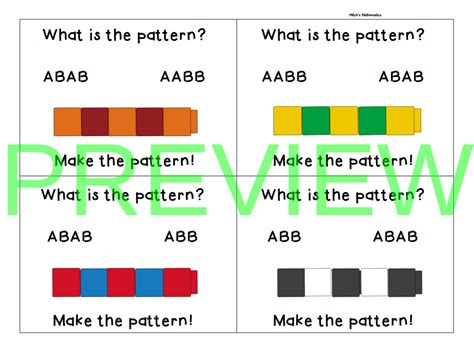 Patterns With Linking Cubes Ab Aab Aabb Abb Abc Made By Teachers Patterns With Linking Cubes Ab Aab Aabb Abb Abc Made By Teachers