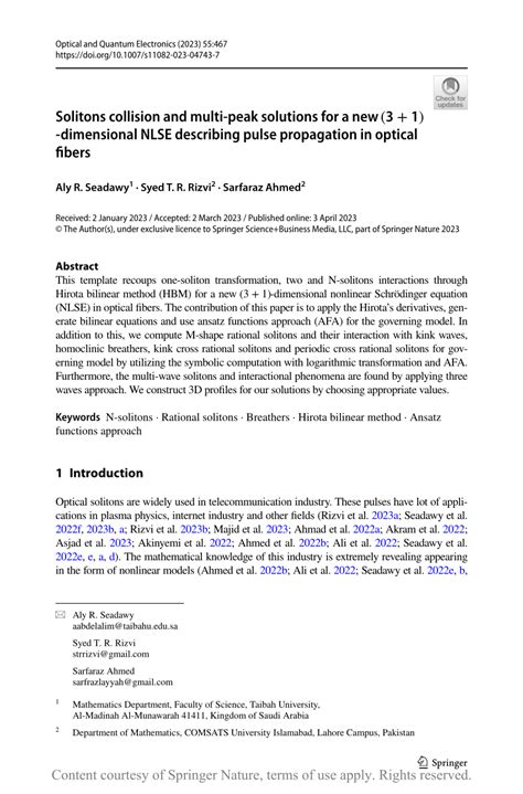 Solitons Collision And Multi Peak Solutions For A New 31documentclass 12pt Minimal