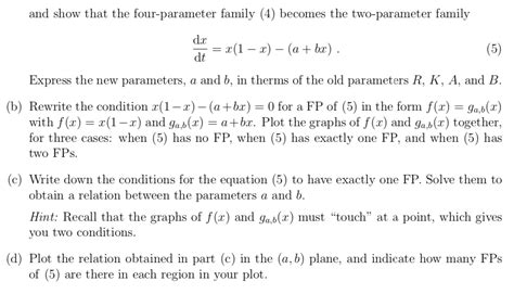 Solved Problem 4 Bifurcation In A Logistic Equation With