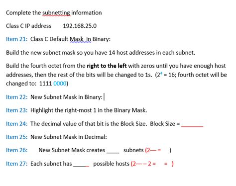 Solved Complete The Subnetting Information Wwww Class C IP Chegg Com