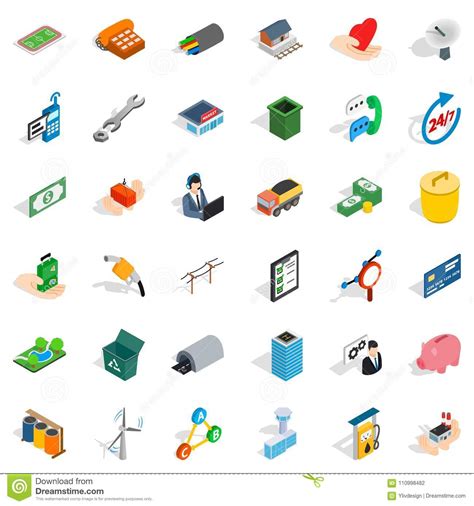 Collaborative Business Icons Set Isometric Style Stock Vector Illustration Of Official Coop