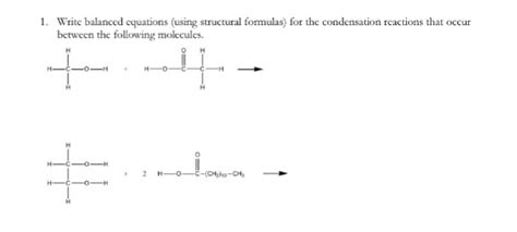 Solved Write Balanced Equations Using Structural Formulas