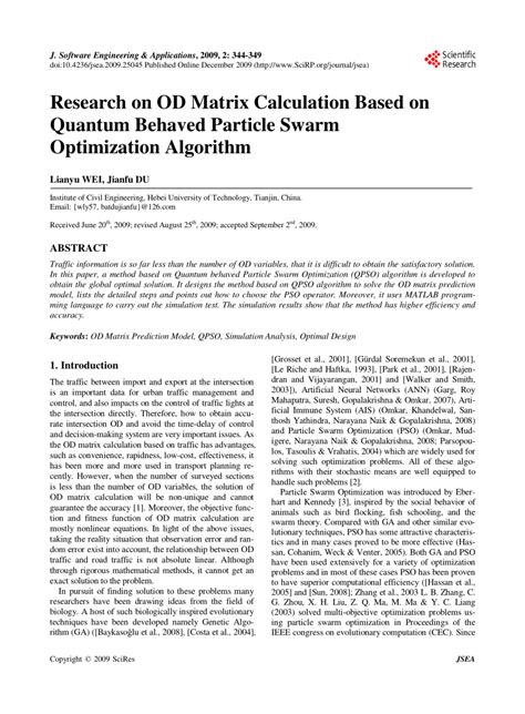 Pdf Research On Od Matrix Calculation Based On Quantum Behaved