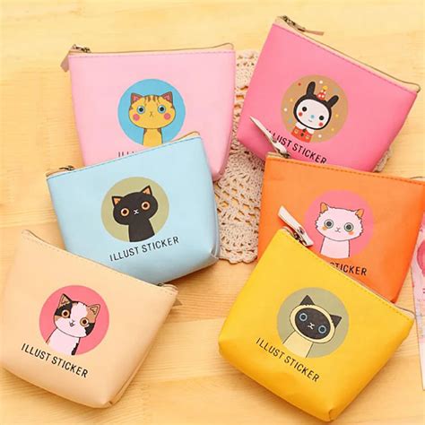 1 шт., женские Мини кошельки Kawaii с изображением кошки, сумка для ...