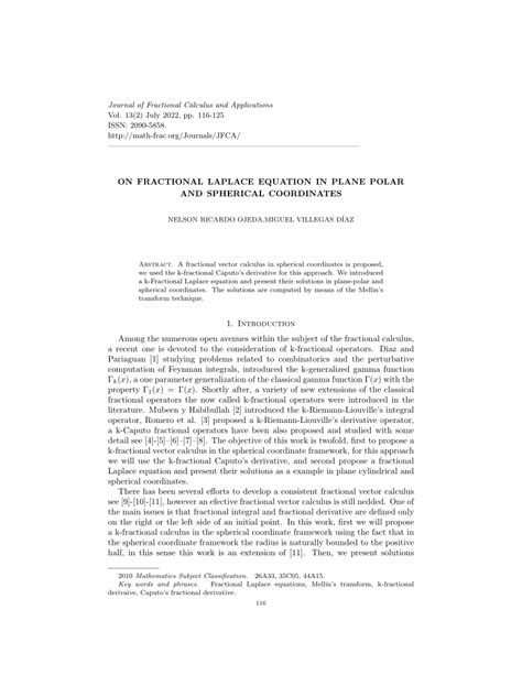 Pdf On Fractional Laplace Equation In Plane Polar And Spherical