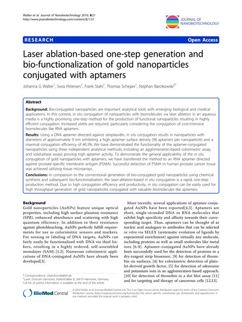 Pdf Laser Ablation Based One Step Generation And Bio