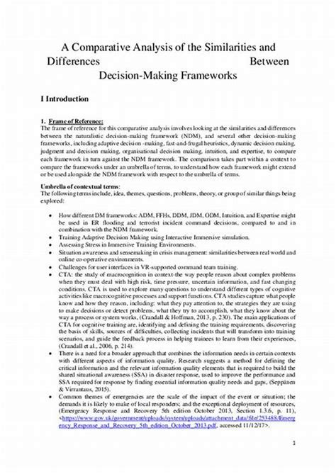 A Comparative Analysis Of Decision Making Frameworks For Disruption Management International
