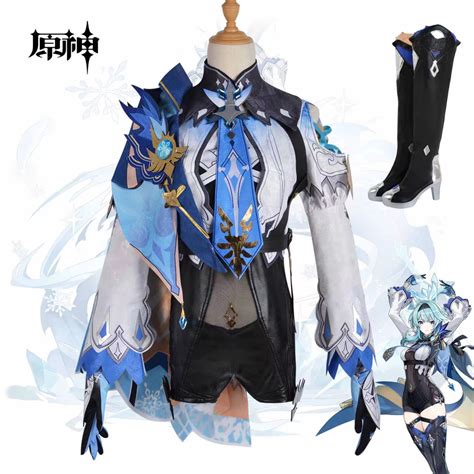 Genshin Impact Cosplay Eula Genshin Eula Stoking Cosplay Costume Shoes Wig Halloween Party