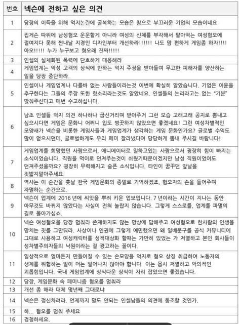 넥슨에 보내는 여성민우회의 공식의견 포텐 터짐 최신순 에펨코리아