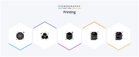 Printing 25 Glyph icon pack including ready. document.picture. document 19432863 Vector Art at ...