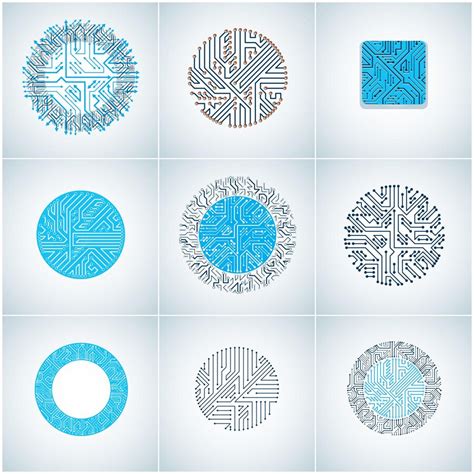 Premium Vector Set Of Vector Technology Cpu Designs With Square And