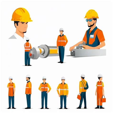 Engineering Team Vector Set White Background Isolated A High Qua Premium Ai Generated Vector