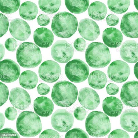 흰색 배경에 녹색 수채화 원 원활한 패턴 손으로 그린 추상적인 끝없는 프린트 귀여운 거품 배경 밝은 녹지 추상 일러스트 다채로운 점 원 장식 0명에 대한 스톡 벡터 아트 및