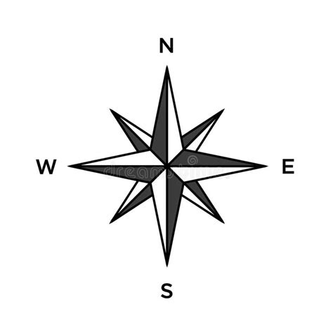 Eight Pointed Compass Rose With Cardinal Directions Labeled N E S