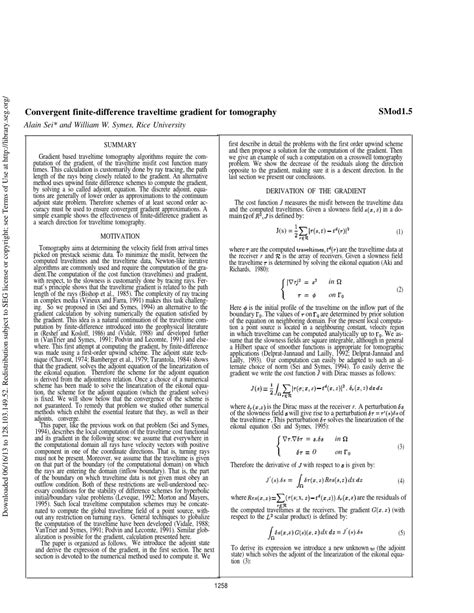 Pdf Convergent Finite Difference Traveltime Gradient For Tomography