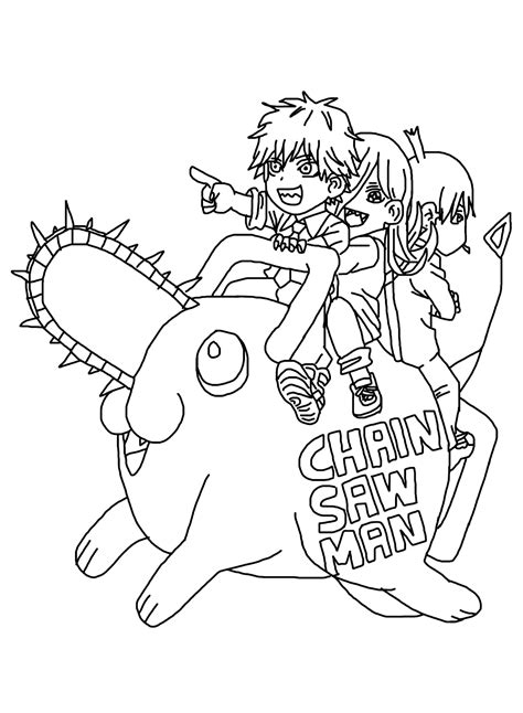 Pochita Kleurplaten Chainsaw Man Gratis Kleurplaten Om Te Printen