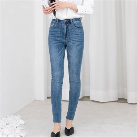 여자 하이웨스트 신축성 좋은 스판 데일리 청바지 데님 진 스키니 스판스키니 롤업 마롱패션