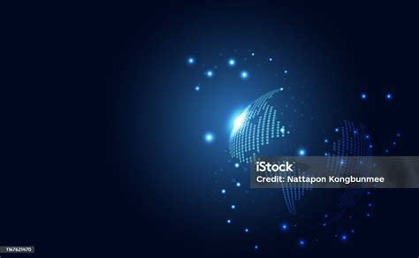 추상 기술 개념 글로벌 네트워크 연결 미래 지구 지구 가상 홀로그램 통신 시스템 세계 및 템플릿 웹 디자인 프리젠 테이션을위한 디지털 링크 벡터 일러스트레이션 0명에 대한