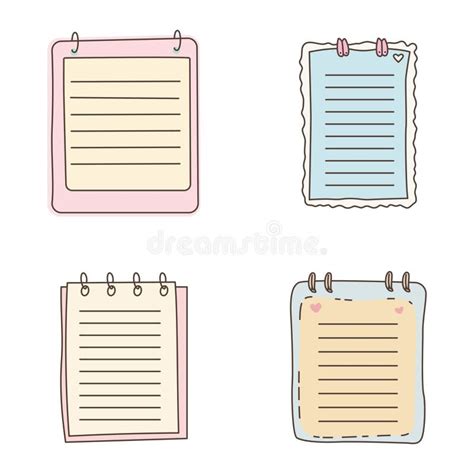 Vector Collection Of Cute Pastel Empty Line Note Paper Page Sheet Stock Vector Illustration Of