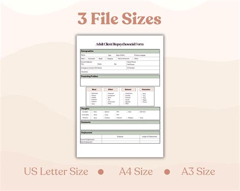 Biopsychosocial Assessment Form Therapy Assessment Forms Social Work Forms Mental Health