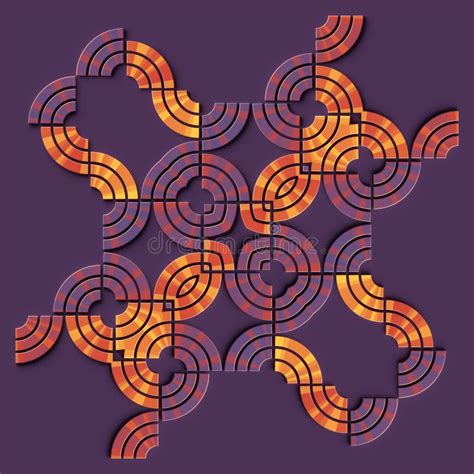 Digital Illustration Of A Series Of Interlocking Abstract Curved