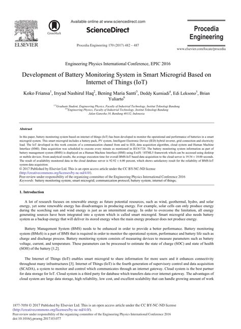 Pdf Development Of Battery Monitoring System In Smart Microgrid Based On Internet Of Things Iot