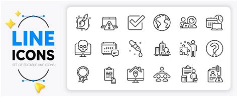 Inspect Checkbox And Clipboard Line Icons For Web App Vector Stock