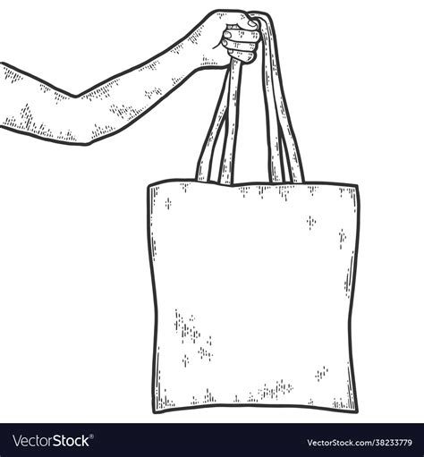 Reusable Bag Sketch Scratch Board Imitation Color Vector Image