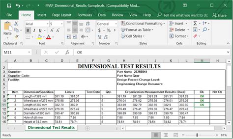 ppap documents excel pdf format download example template unlocked
