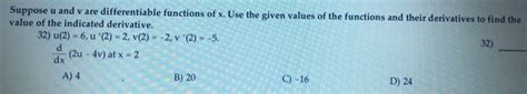 Solved Suppose U And V Are Differentiable Functions Of X