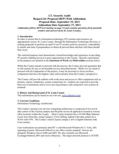 I T Security Audit Request For Proposal Rfp St Louis County