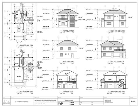 Elevation Plan Sample Ground Floor Plan Scale 1100 M Front Elevation