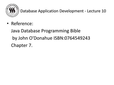 ppt jdbc database application development manipulating data