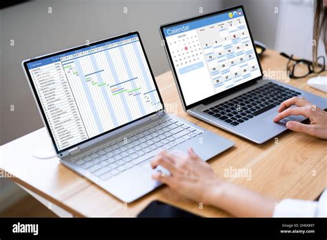 Gantt Employee Time Sheet Chart And Business Schedule Stock Photo Alamy