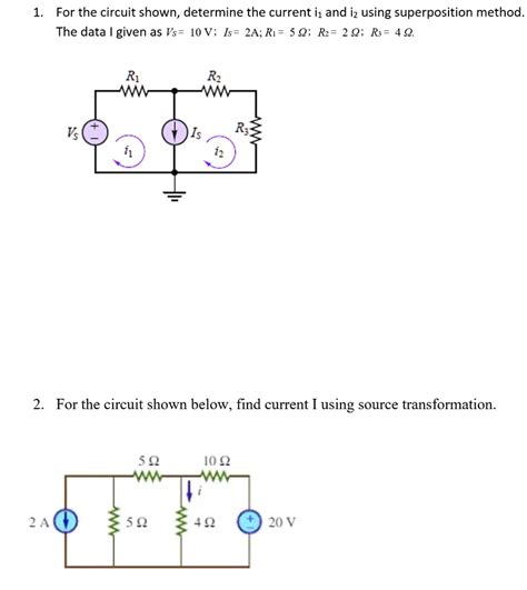 solved for the circuit shown determine the current i and i2 using the