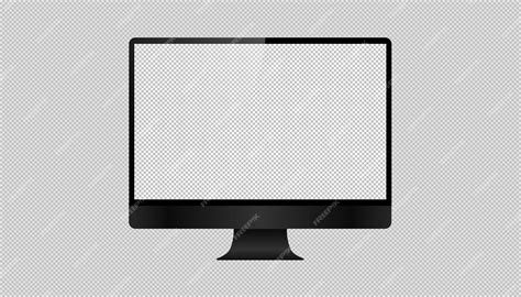 투명 한 배경 벡터 모형 벡터 일러스트 레이 션에 고립 된 현실적인 컴퓨터 모니터 프리미엄 벡터
