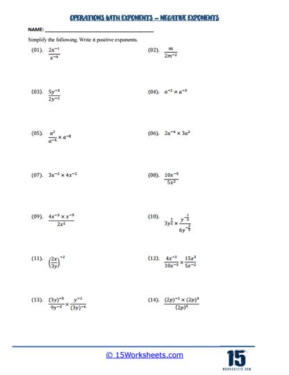 Exponential Functions Worksheets
