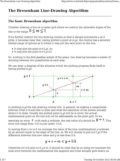 The Bresenham Line Drawing Algorithm Pdf Algorithms Teaching Mathematics