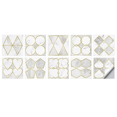2 세트 기하학적 패턴 계단 벽 타일 스티커 주방 스토브 물과 오일 증거 스티커 사양 L 20x20cm Ht 014