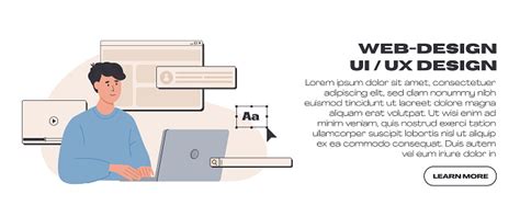 웹 ui ux 디자인 웹 배너 템플릿입니다 콘텐츠를 만드는 직장에서 일하는 프리랜서 웹 사이트 개발 온라인 비즈니스 마케팅