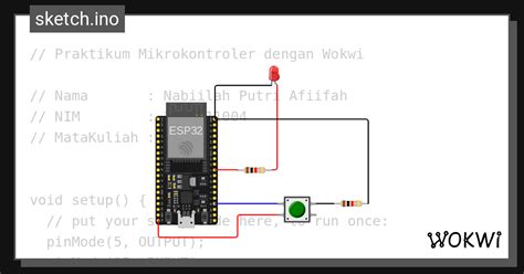 Led Dengan Push Button Wokwi Esp32 Stm32 Arduino Simulator