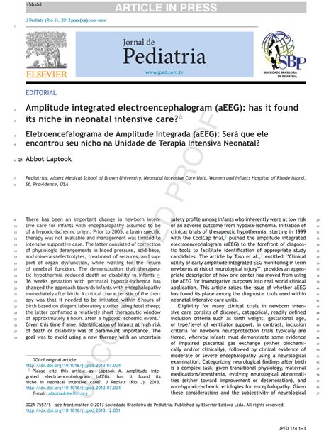 Pdf Amplitude Integrated Electroencephalogram Aeeg Has It Found Its Niche In Neonatal