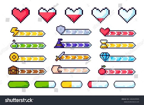 Pixel Game Progress Bars Vector Gui Stock Vector Royalty Free 2262029595 Shutterstock