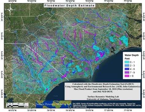 A Floodwater Depth Map Which Was Shared During The Gfp Hurricane Download Scientific Diagram